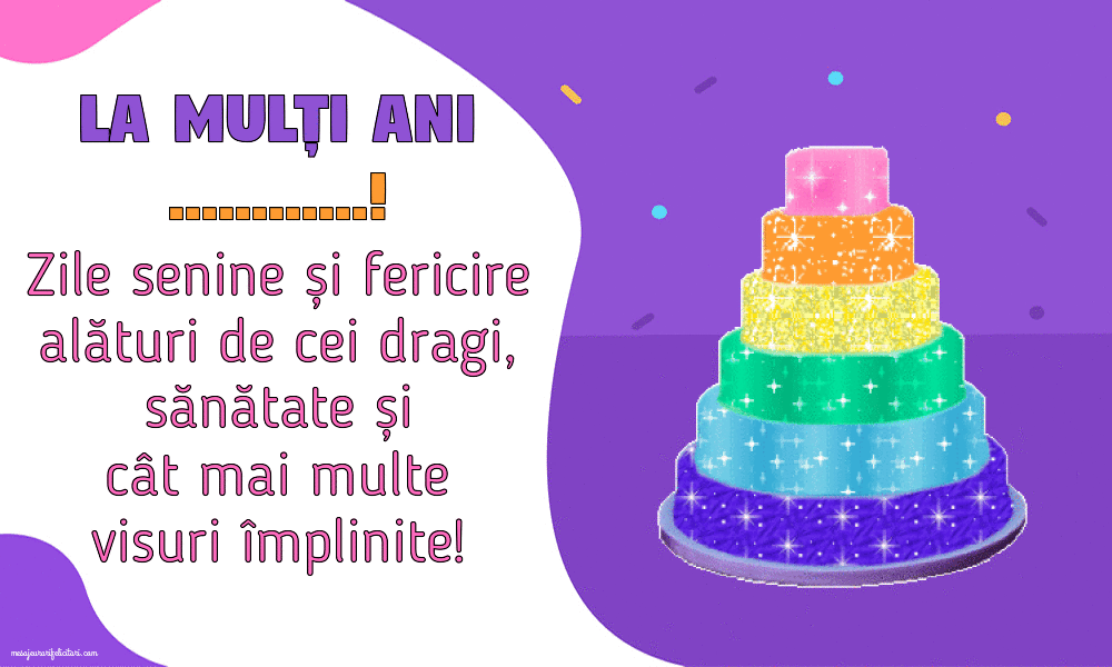 Personalizare felicitari animate | La mulți ani, ...! - tort animat ...