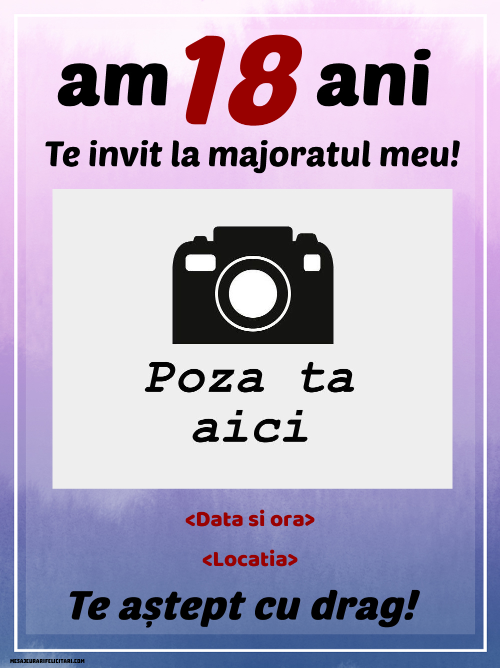 Cauți text invitatie majorat fete? Personalizează o invitație din ...