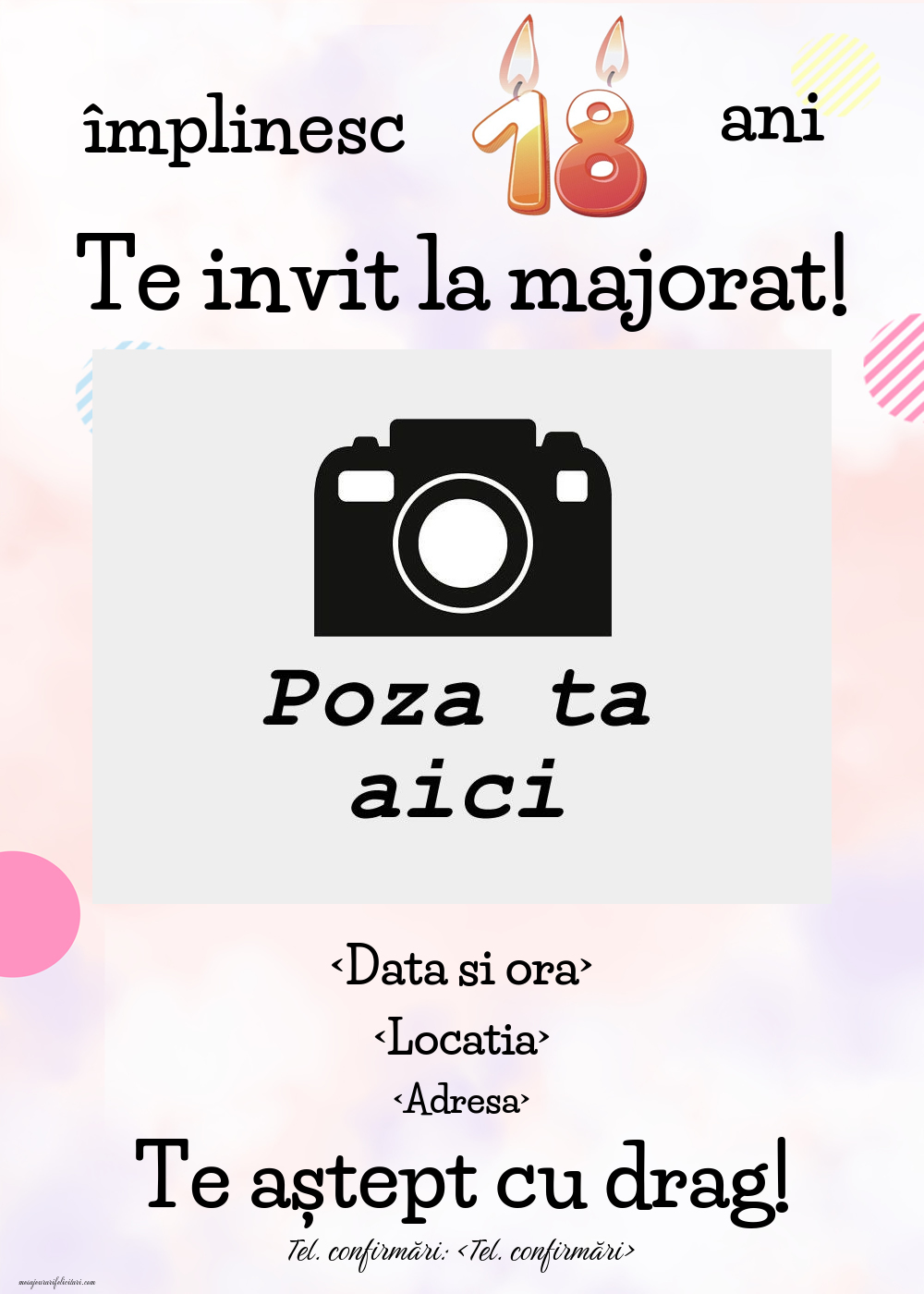 18 ani: Invitație cu imaginea ta | Personalizare invitatii la Majorat ...