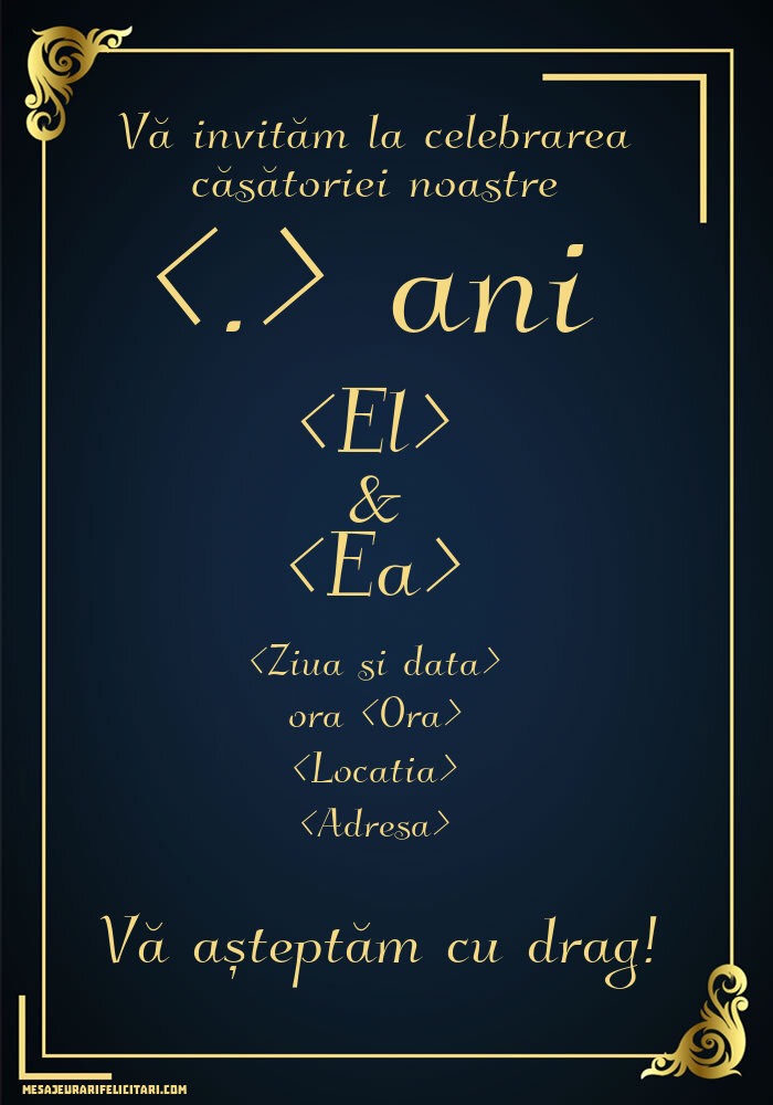 Invitație clasică simplă pe fundal inchis | Personalizare invitatii la ...