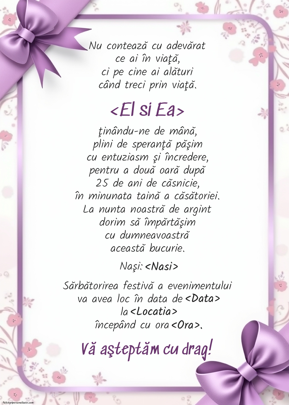 Invitație digitală nunta de argint - 25 de ani de căsnicie ...