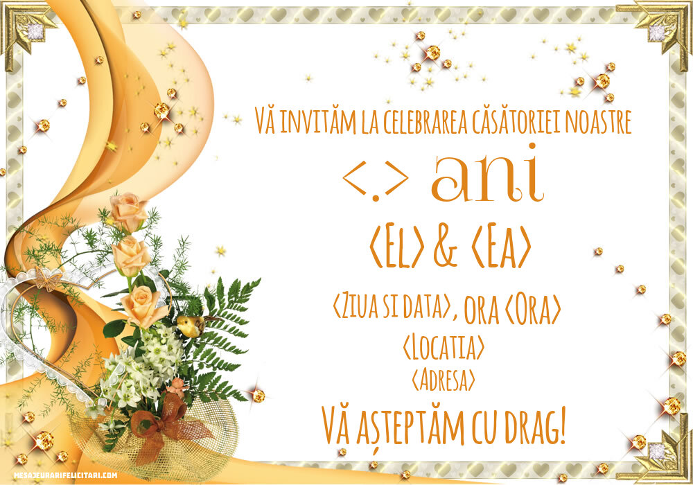 Invitație aniversare căsătorie cu trandafiri - editabilă online ...