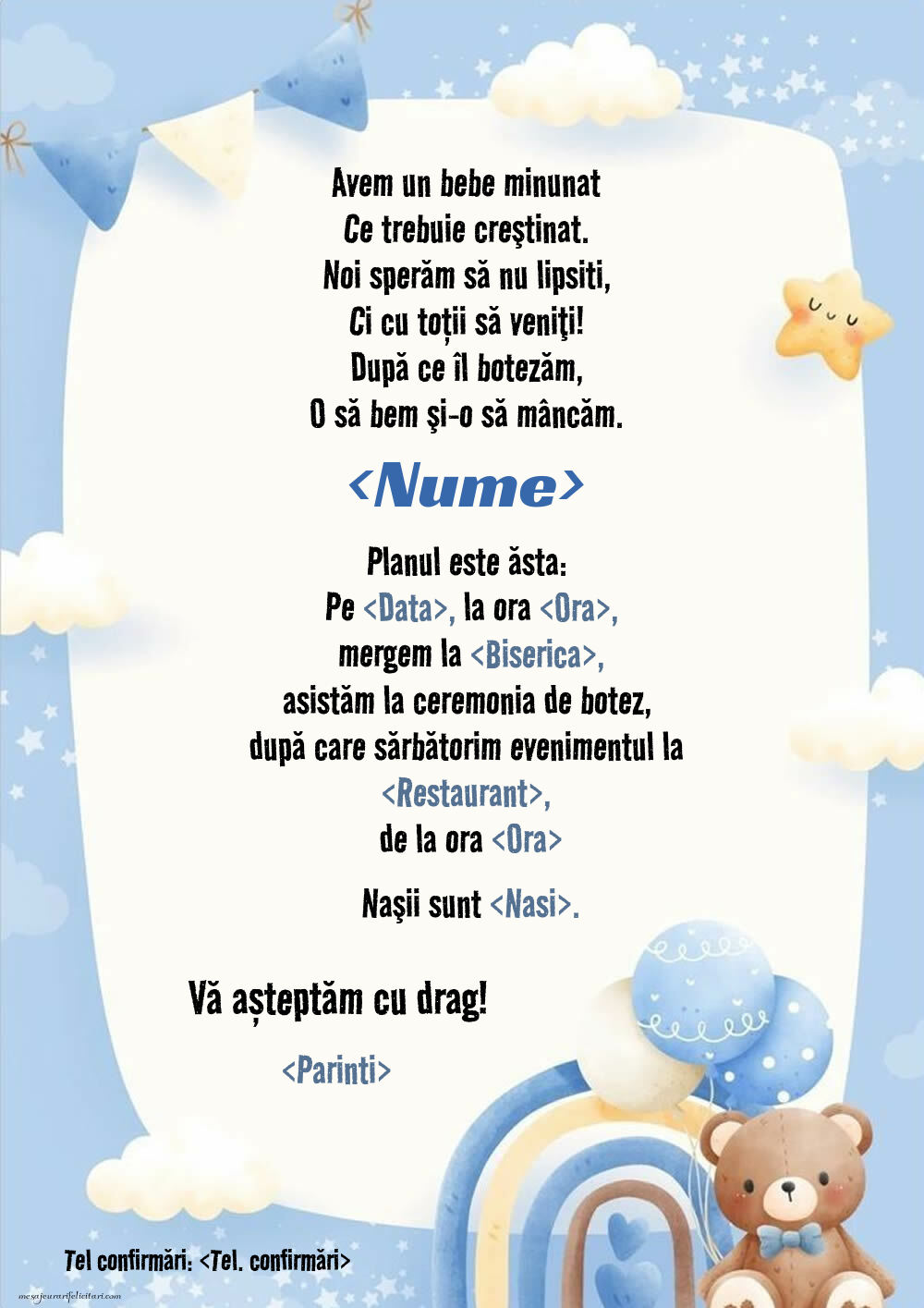 Invitație cu text amuzant: Planul pentru botezul unui bebe minunat ...