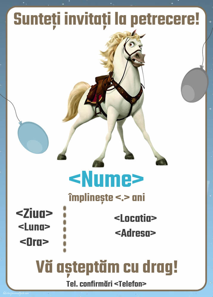 Invitație la petrecere calul alb Maximus | Personalizare invitatii la ...