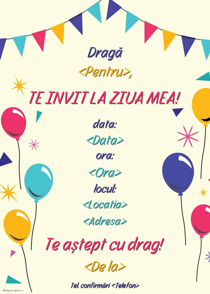 Invitație zi de naștere copii tip formular | felicitaripersonalizate.com