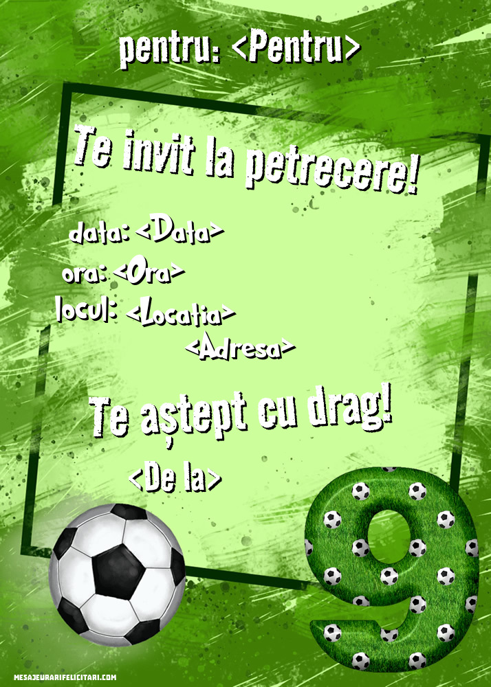 Invitație cu fotbal pentru băieți de 9 ani | Personalizare invitatii la ...