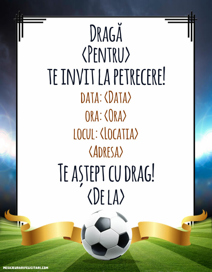 Invitație cu tematica fotbal | Personalizare invitatii la zi de nastere ...