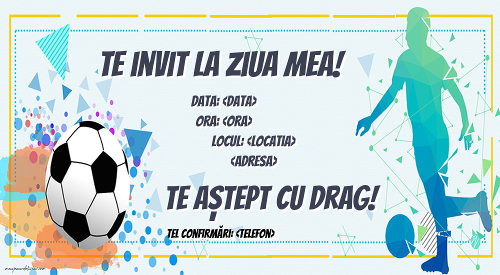 Model invitaţie cu tema fotbal | Personalizare invitatii la zi de ...