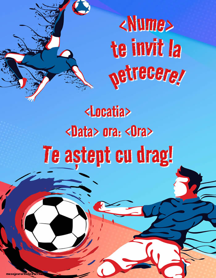 Invitație cu jucători de fotbal pentru băieți | Personalizare invitatii ...