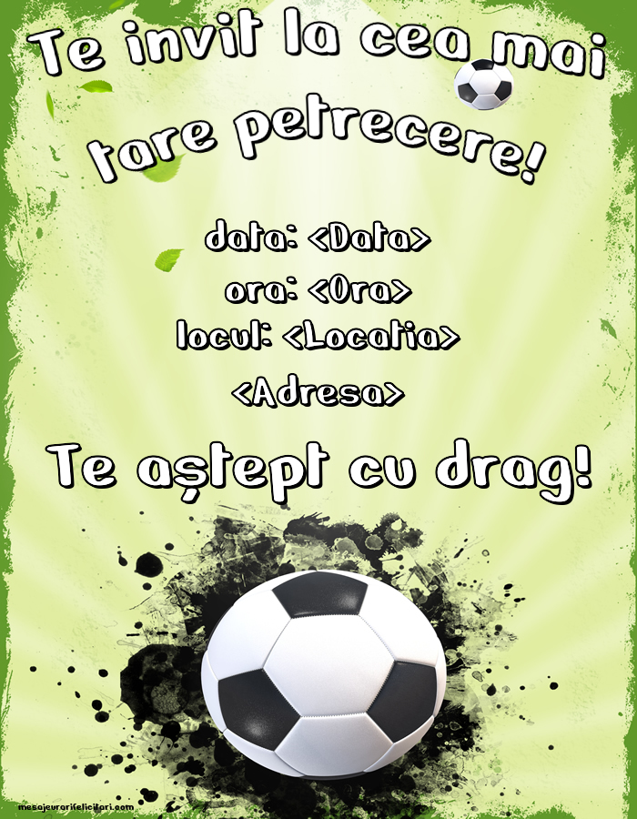 Pentru petrecere cu tema fotbal | Personalizare invitatii la zi de ...