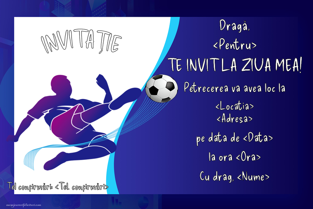 Pentru băieți: Fotbalist în acțiune | Personalizare invitatii la zi de ...