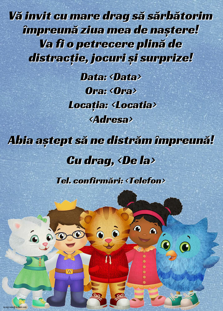 Invitație cu Tigrul Daniel | Personalizare invitatii la zi de naștere ...