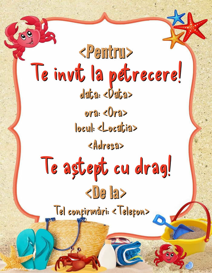 Invitație la petrecere cu tematica mare - plajă | Personalizare ...