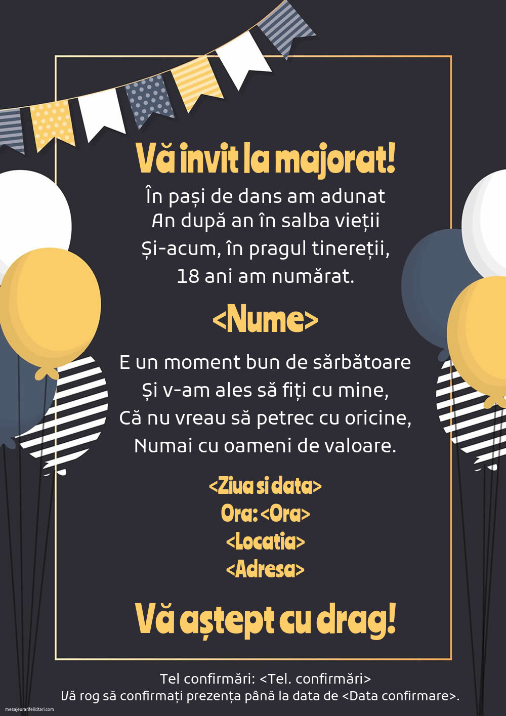 Invitație pentru oameni de valoare | Personalizare invitatii la Majorat ...