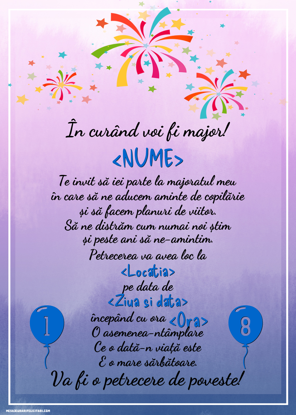 Invitație la un majorat de poveste pentru baieți | Personalizare ...