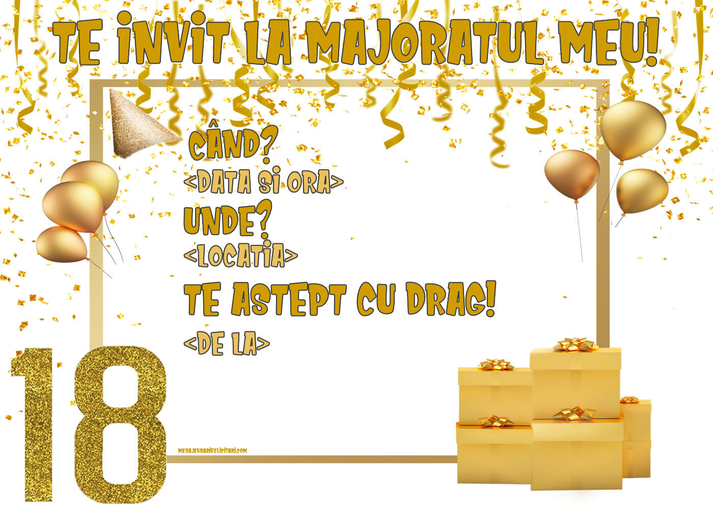 Cauți Mesaj invitatie majorat? Personalizează o invitație din colecția ...