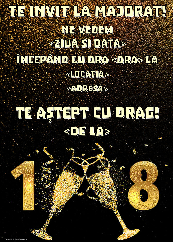 Invitatie aniversare majorat model cu șampanie pentru bărbați ...