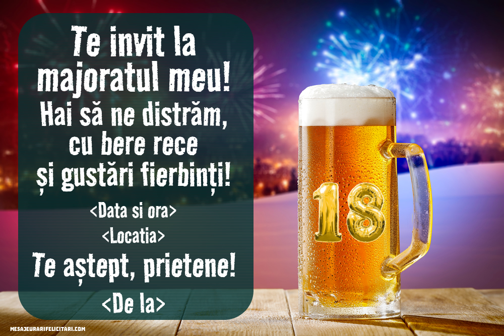 Invitație la o bere pentru majorat | Personalizare invitatii la Majorat ...