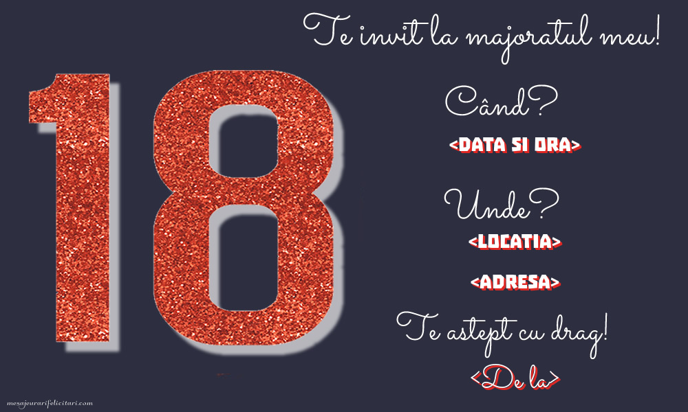 Invitație la majorat simplă - 18 ani | Personalizare invitatii la ...