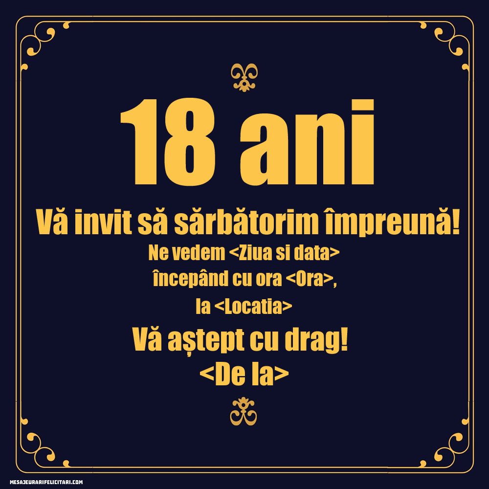 Vă invit să sărbătorim majoratul împreună! | Personalizare invitatii la ...