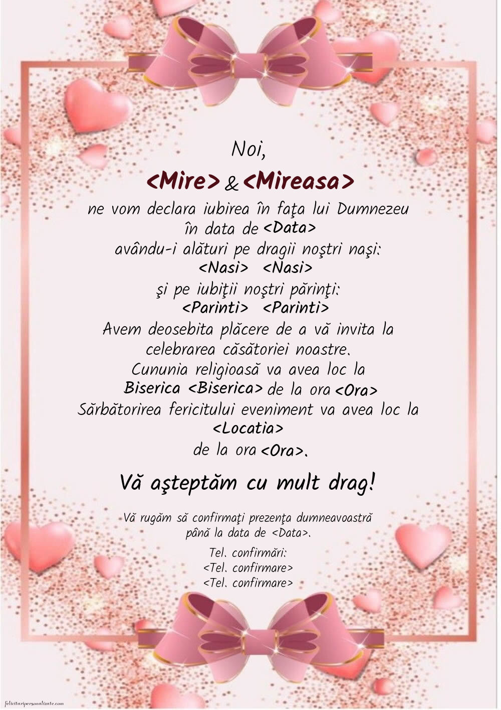 Invitație cu inimioare | Personalizare invitatii la Nunta ...
