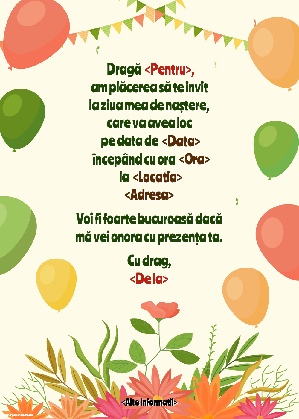 Invitație la ziua mea de naștere pentru femei | Personalizare invitatii la zi de nastere ...