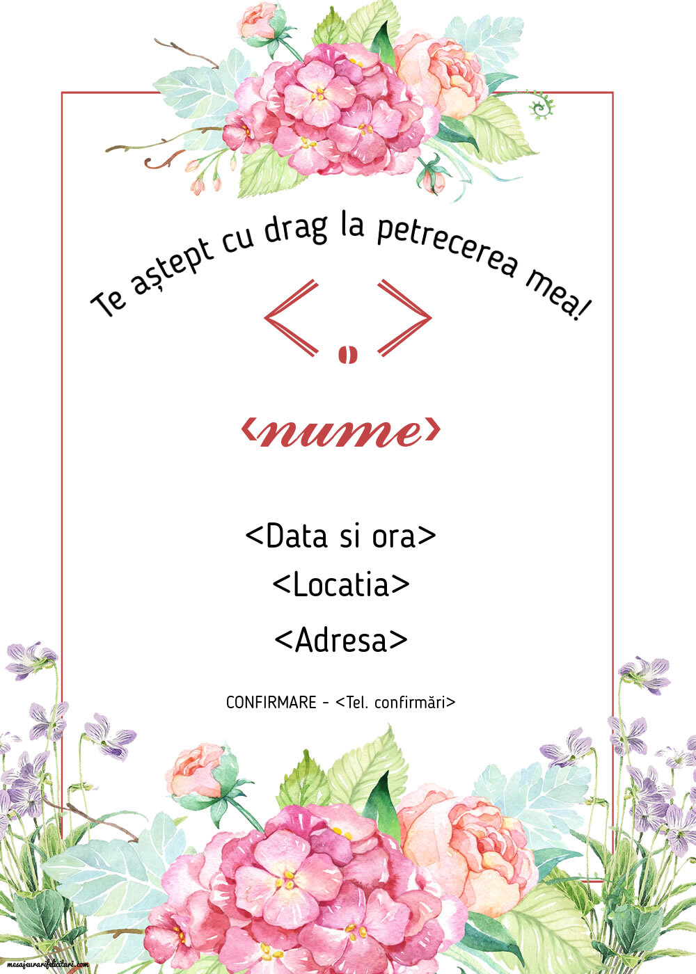 Flori pentru fete | Personalizare invitatii la zi de nastere ...