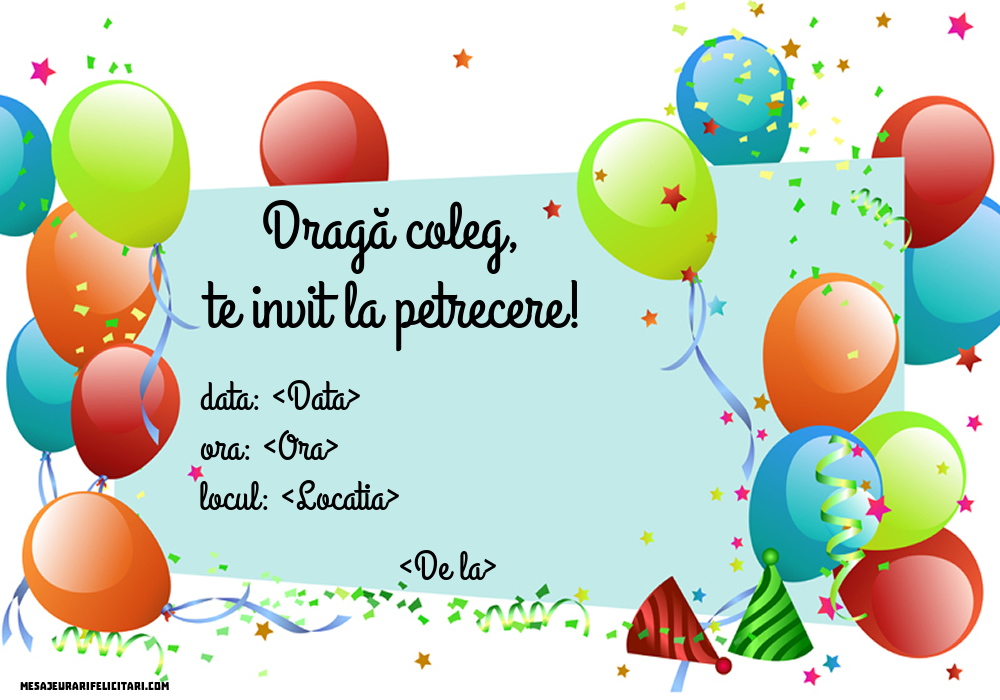Invitație la petrecere pentru coleg | Personalizare invitatii la zi de ...