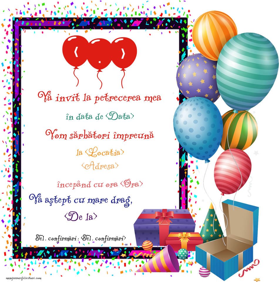 Vă invit la petrecerea mea colorată | Personalizare invitatii la zi de ...