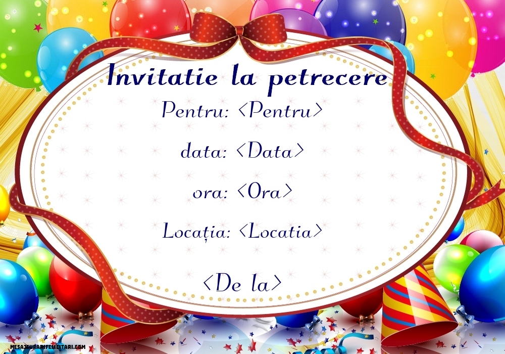 Invitație cu baloane si text personalizat | Personalizare invitatii la ...