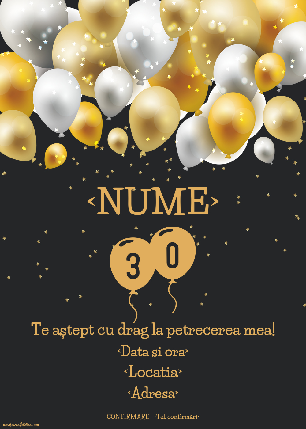Invitatie aniversare 30 ani model Gold Party | Personalizare invitatii ...