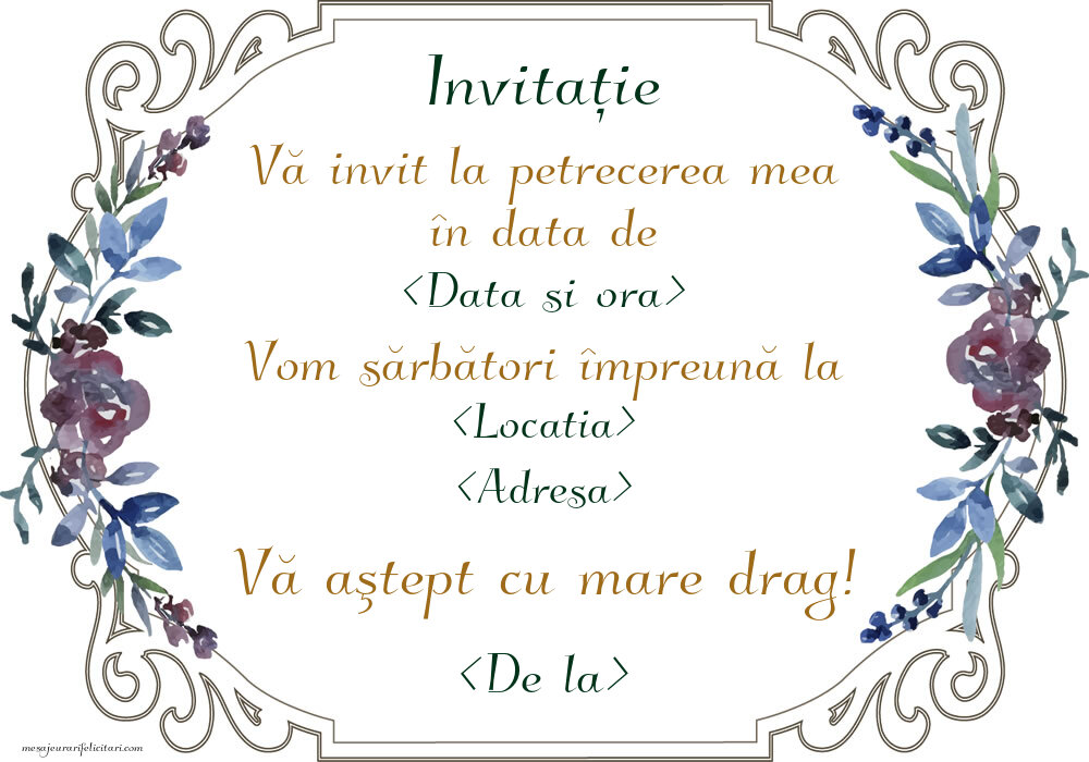 Invitație la petrecere clasică | Personalizare invitatii la zi de ...