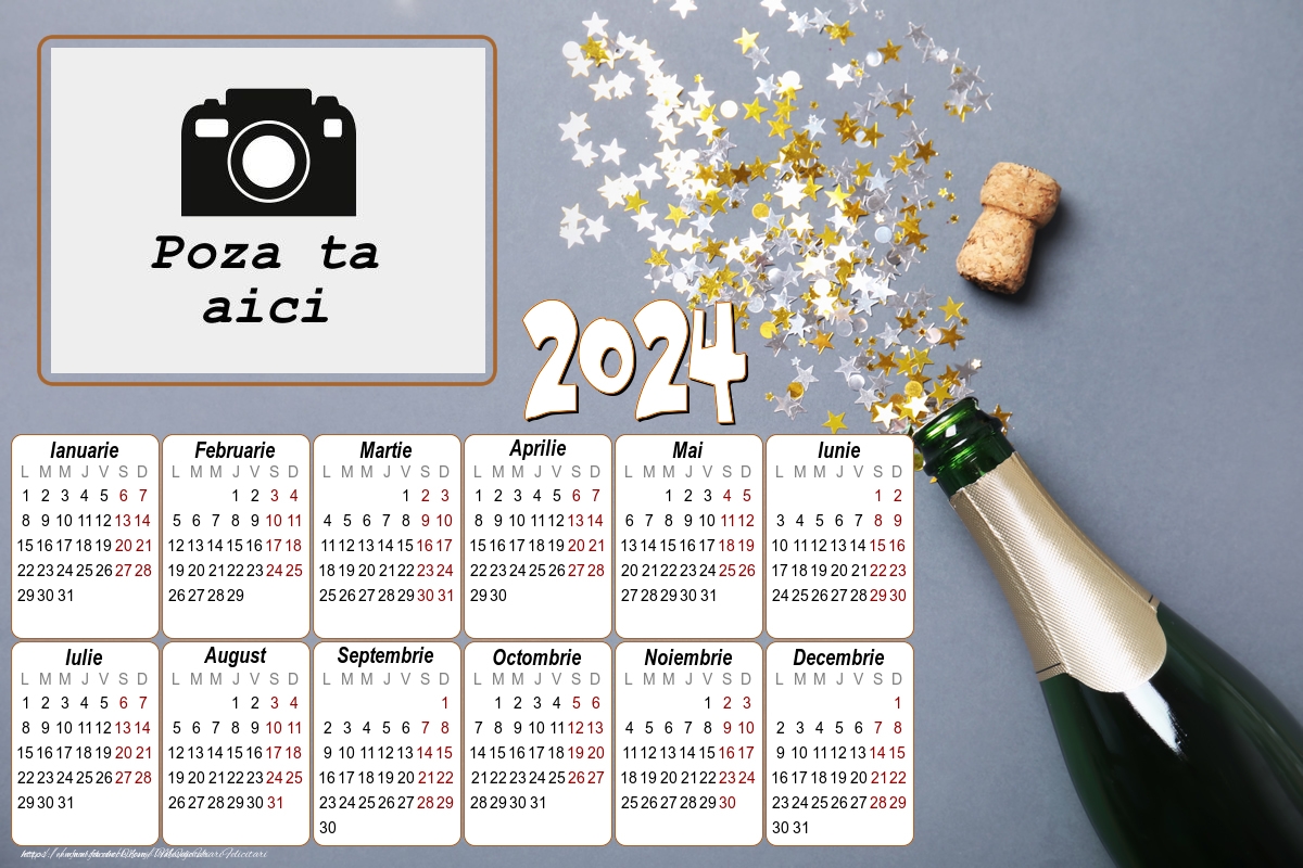 Calendar 2024 - Șampanie și confeti - Model 0072 | Personalizare ...