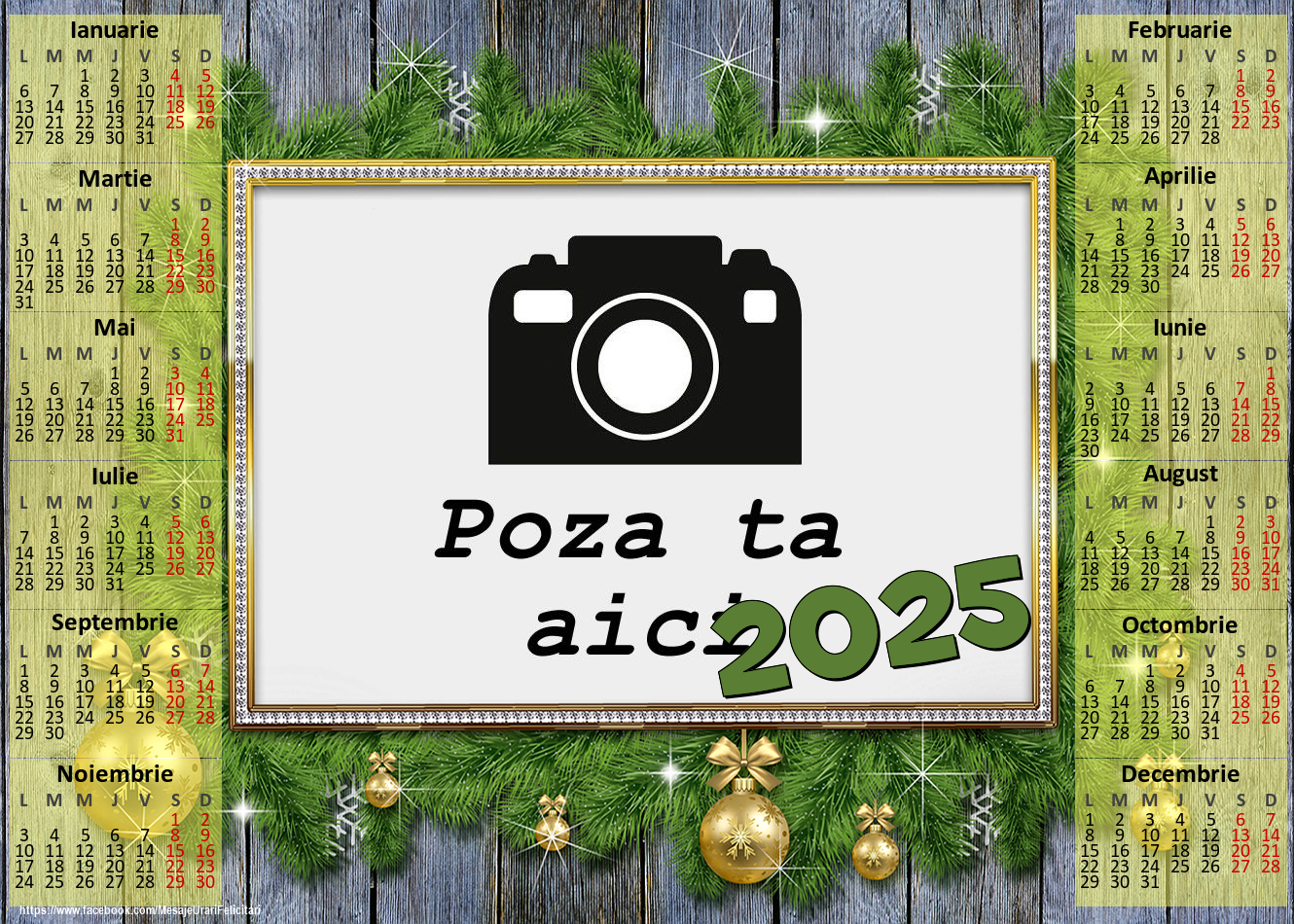 Calendar 2025 cu poza - Globuri New Year - Model 0065 | Personalizare ...