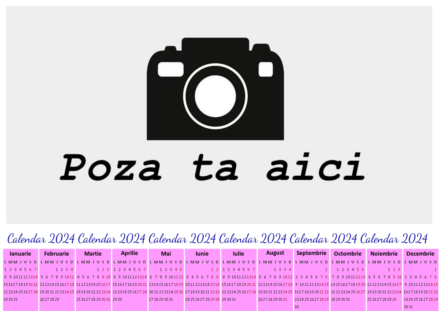 Calendar 2024 clasic cu o poză | Personalizare calendare ...