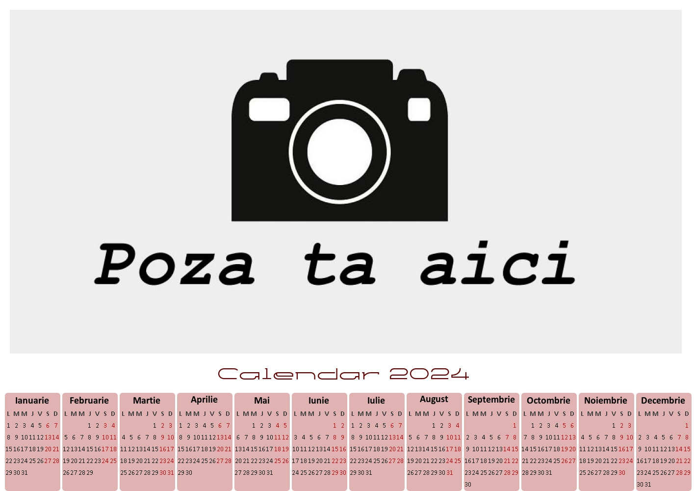 Calendar 2024 clasic cu o poză | Personalizare calendare ...