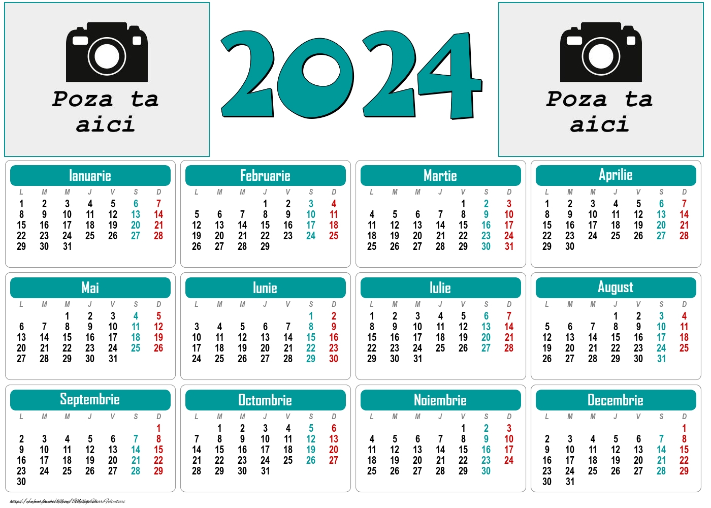 Calendar 2024 cu 2 poze - Clasic - Model 0077 | Personalizare calendare ...