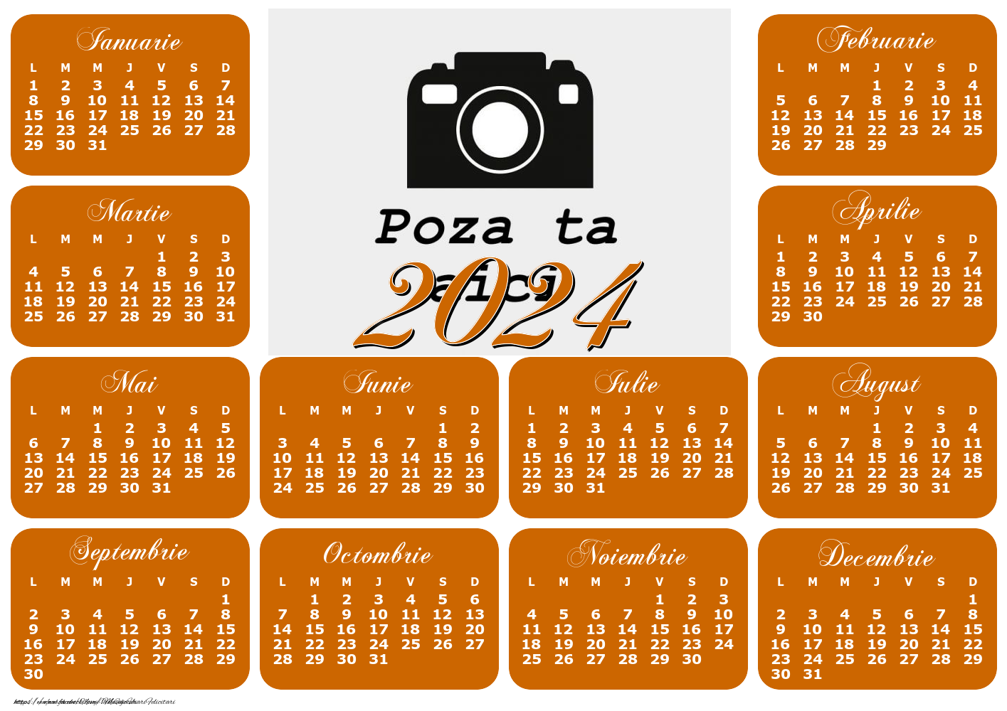 Calendar 2024 cu poza ta | Personalizare calendare ...