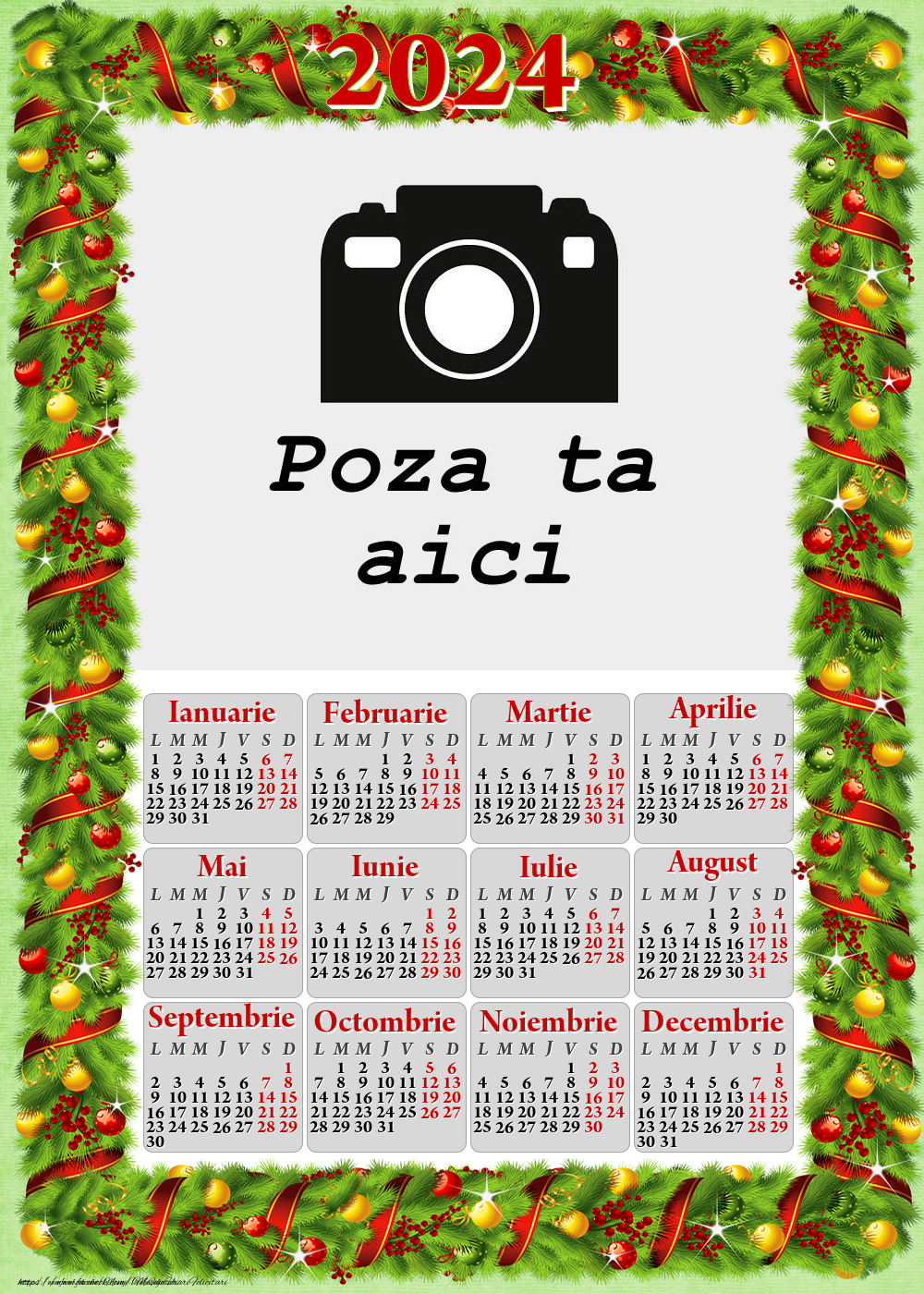 Calendar 2024 - Aranjament New Year - Model 0074 | Personalizare ...