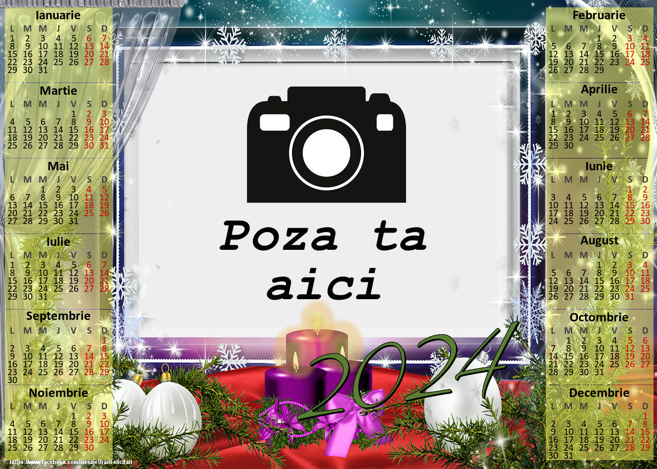 Calendar 2024 cu poza - Aranjament de Craciun | Personalizare calendare ...