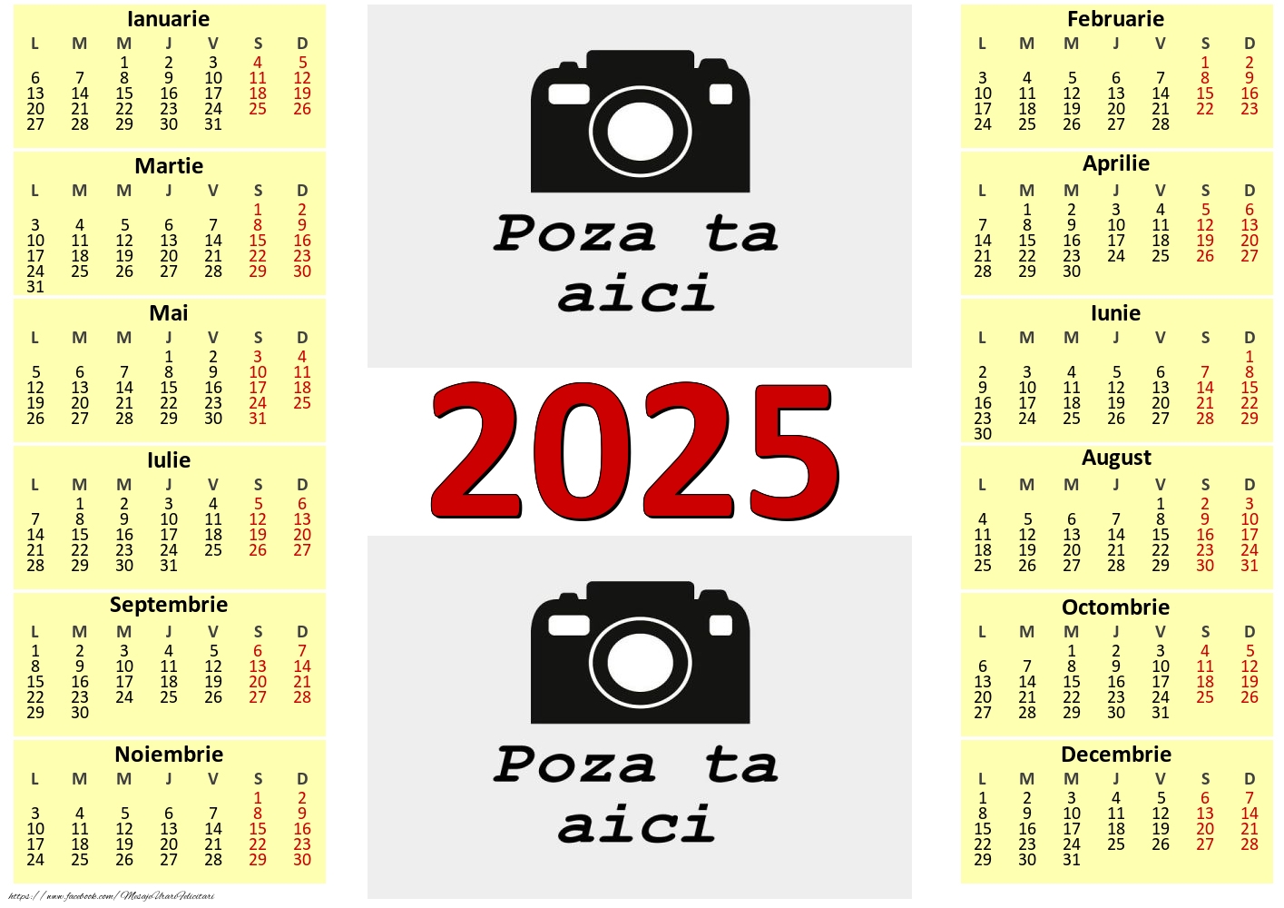 Calendar 2025 clasic cu 2 poze - Model 0026 | Personalizare calendare ...