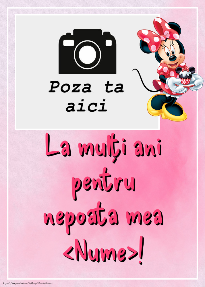 Ramă foto cu Minnie pentru fete: La mulți ani pentru nepoata mea ...