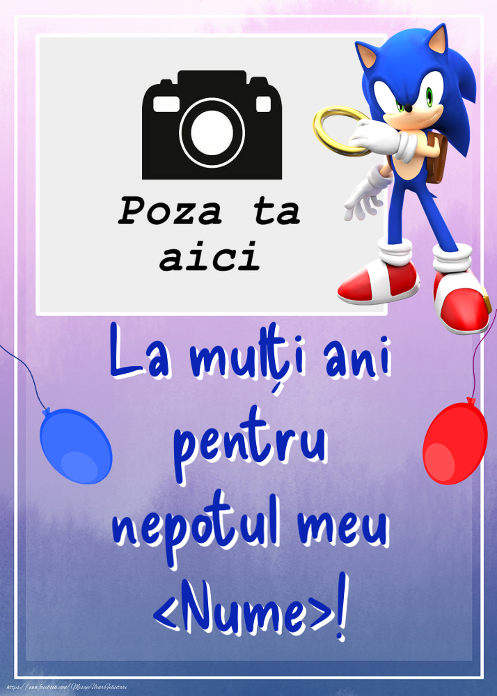 Ramă foto cu Sonic pentru băieți: La mulți ani pentru nepotul meu ...