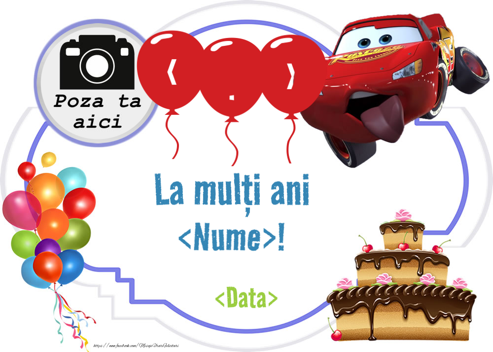 La mulți ani! - Imagine cu Fulger Mcqueen din Cars personalizabilă cu ...