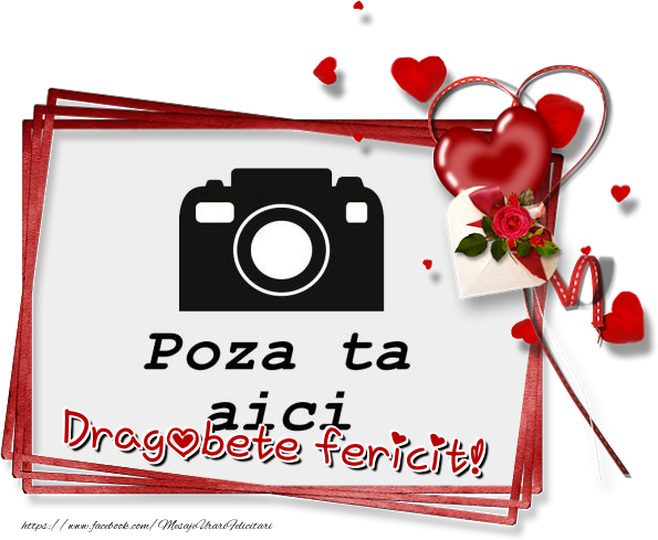 Rama foto cu inimioare si trandafiri: Dragobete fericit ...