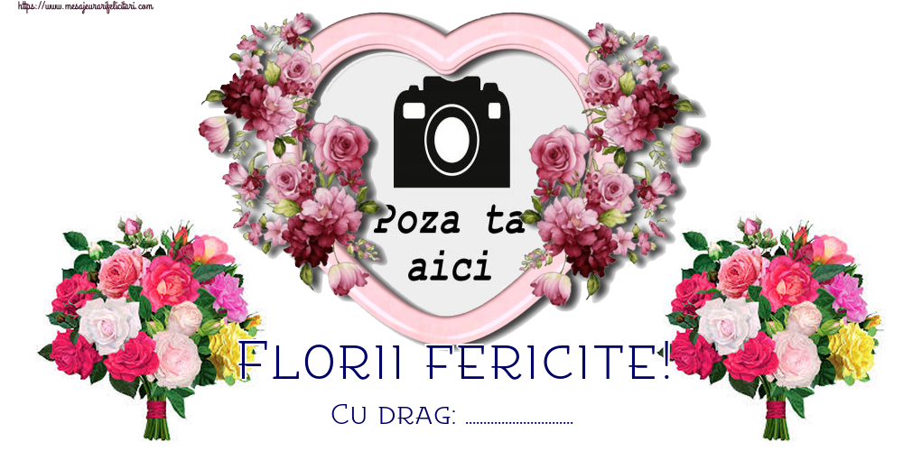 Florii fericite! Cu drag: ... - Rama foto | Personalizare felicitari cu ...