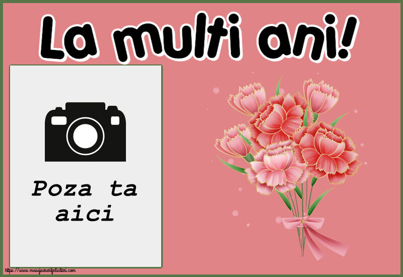 Ramă foto de la multi ani cu buchet de garoafe - Clipart ...