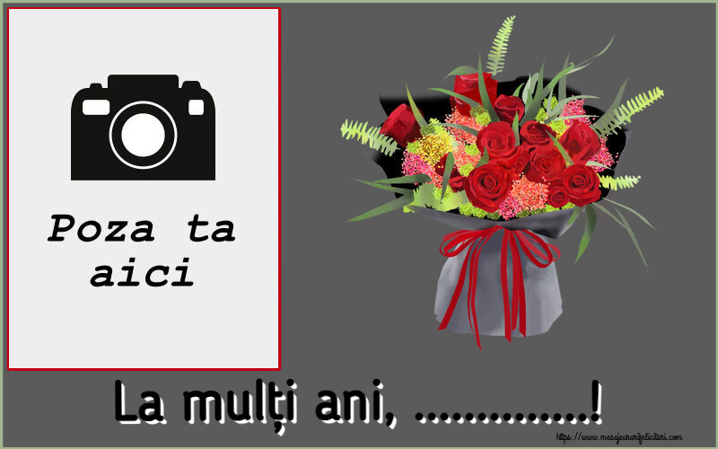 Rama foto - aranjament floral cu trandafiri | Personalizare felicitari ...