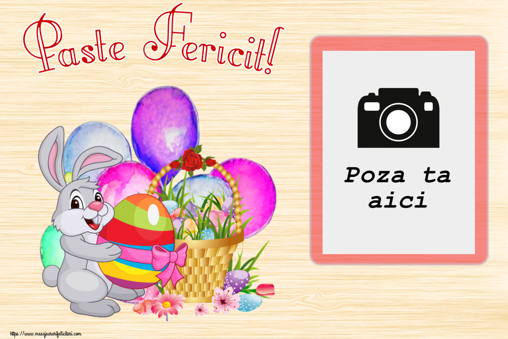 Paste Fericit! - Rama foto ~ aranjament cu iepuraș și coș de ouă ...