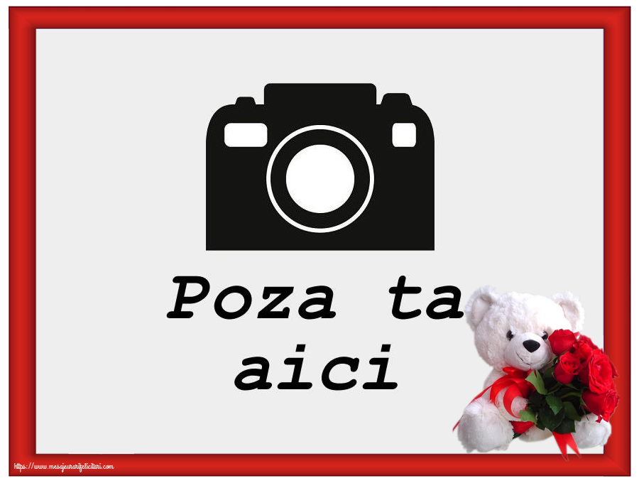 Rama foto ~ Chenar rosu - Ursulet alb cu trandafiri rosii ...